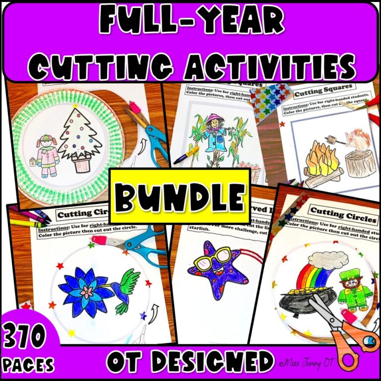 Scissors Cutting Practice Worksheets Year Round Bundle - Miss Jenny OT