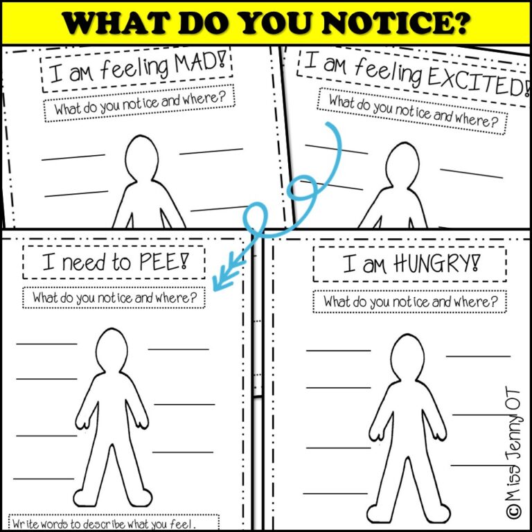 Self Regulation Worksheets and Check in Chart Bundle - Miss Jenny OT