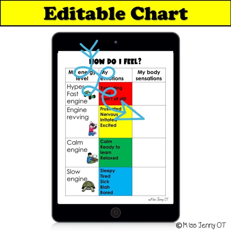 Self Regulation Worksheets and Check in Chart Bundle - Miss Jenny OT